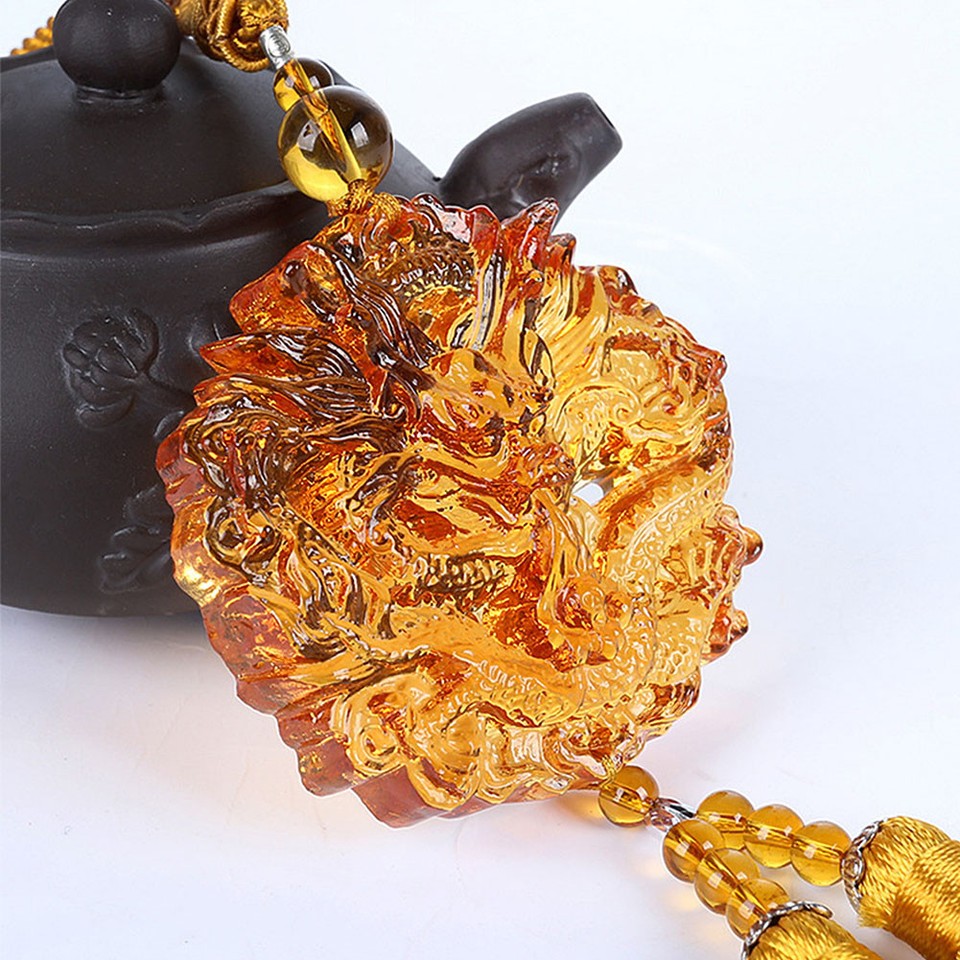 Liuli Crystal Twist Dragon Talisman Car Hanging Ornament Feng Shui ...