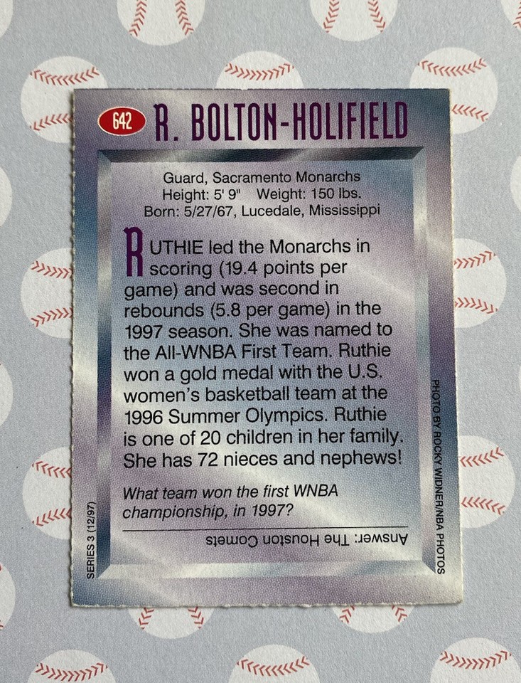 1997 Sports Illustrated for Kids Ruthie Bolton Holifield Rookie Team ...
