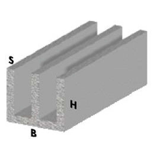 Double Channel Profile U 200 cm H Silver Silver 20X10X1 mm Aluminum ...