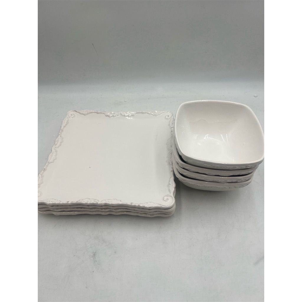 White Square Dinnerware Sets For 8 Melamine Square Dinner Set At
