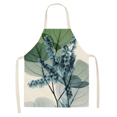 Blue Green Leaves Kitchen Apron Waterproof Oil Proof Kitchen BBQ ...