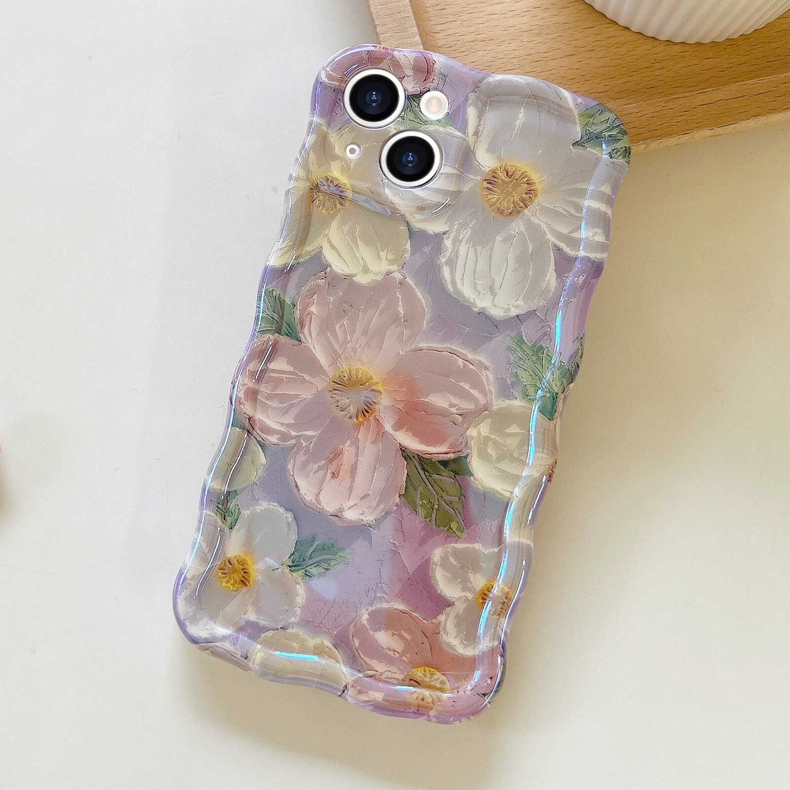 Oil Painting Phone Case For 15 16 Pro Max 14 13 12 Flower Soft ...