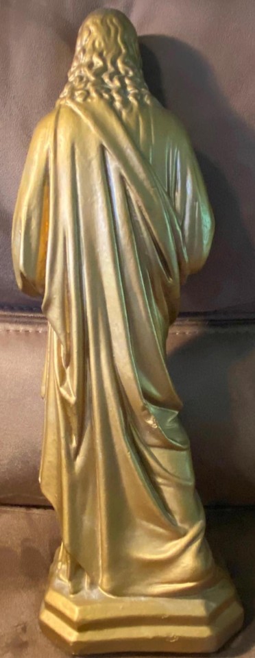 Vtg Sacred Heart Jesus Christ Statue Figure Ceramic Chalk 22" Religious ...