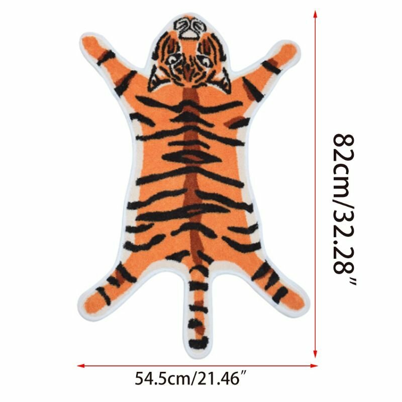 Tiger Print Area Rug Faux Skin Rug Hide Cute Carton Carpet Floor Mat ...