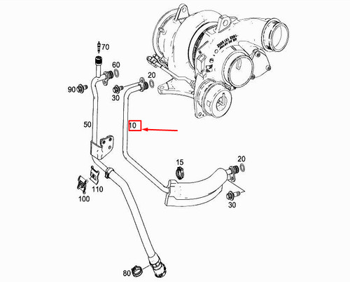 Mercedes-Benz GLA X156 Turbocharger Water Feed Line A1332030102 ...