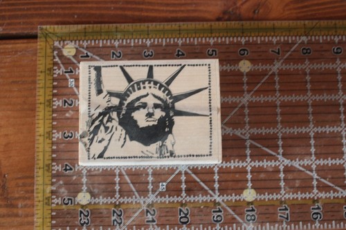 PAULA BEST Stamp Rubber Wood STATUE OF LIBERTY USA Face Front Patriotic ...