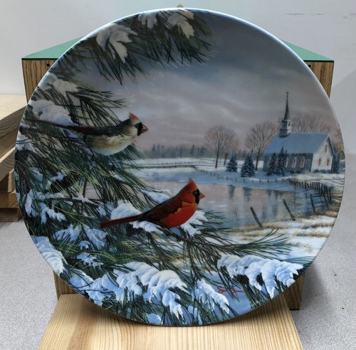 Edwin M.Knowles Collector's Plate by Sam Timm 1990 “Cardinals in Winter ...