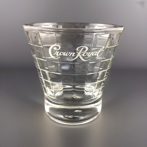CROWN ROYAL Rocks Low Ball Old Fashion Flared Block Design Liquor Glass ...