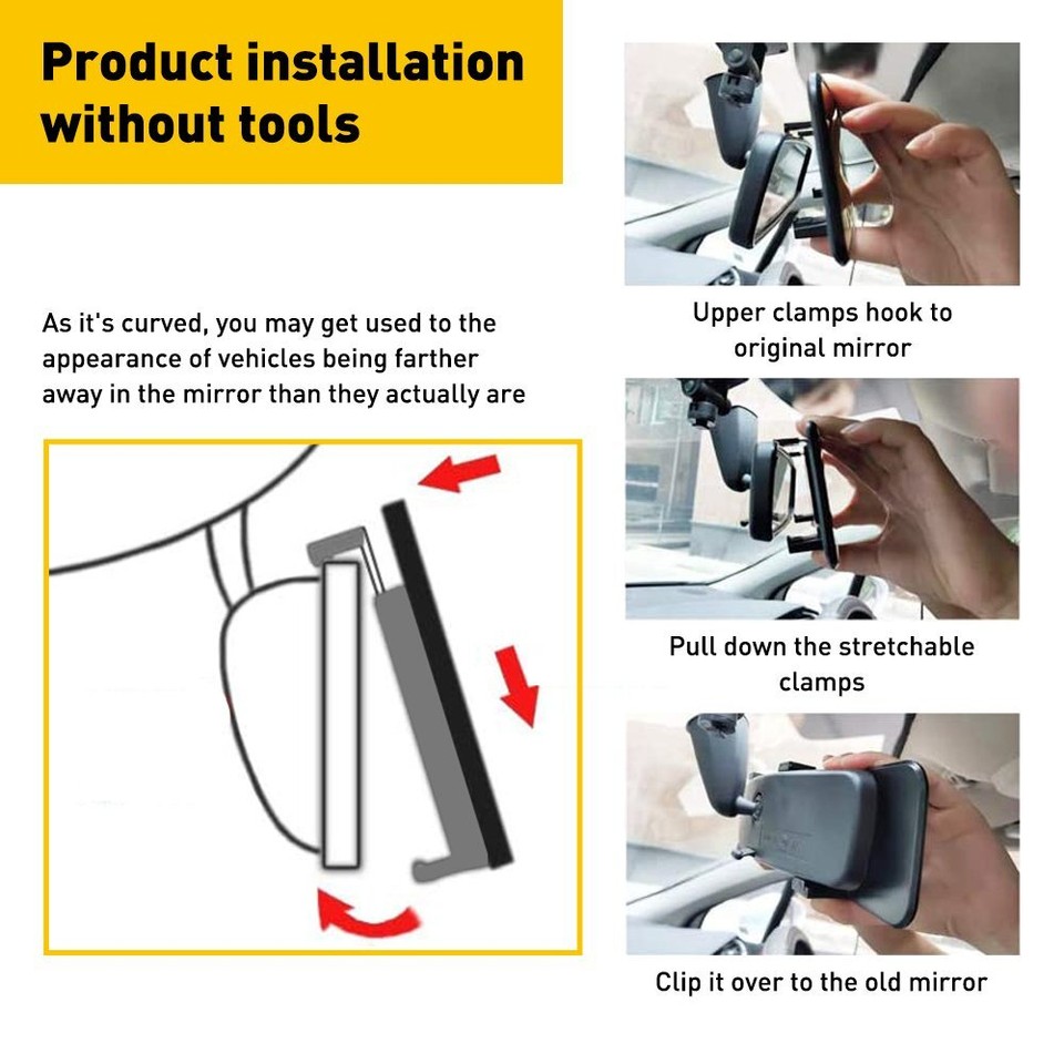 Universal Clear Vision Day Night Car Rear Interior View Mirror 300MM ...