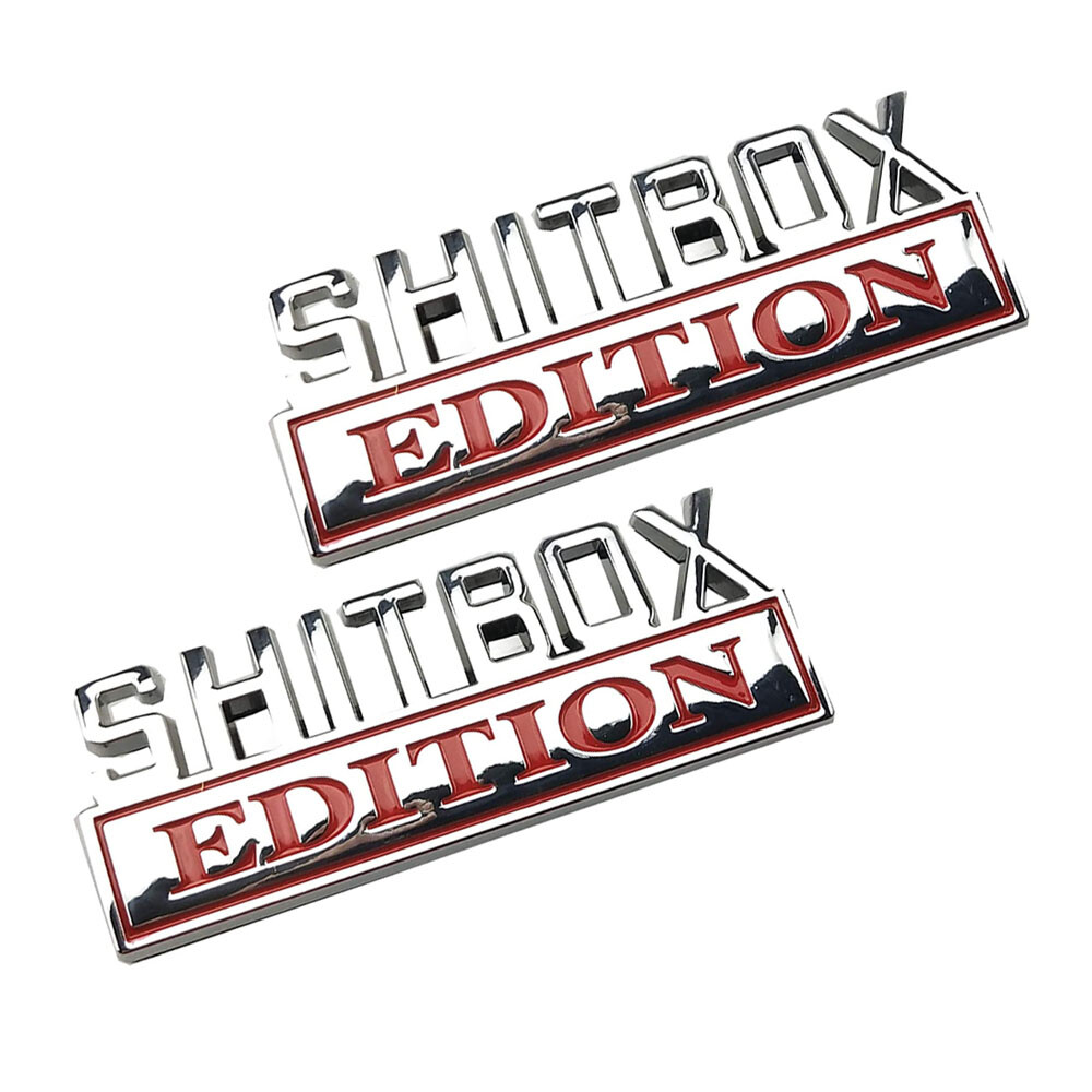 2X 3D SHITBOX EDITION Emblem Decal Badge Stickers for GM GMC Chevy Car ...