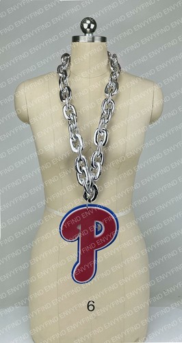 New MLB PHILADELPHIA PHILLIES Big Fan Chain SILVER Necklace LOGO Foam ...