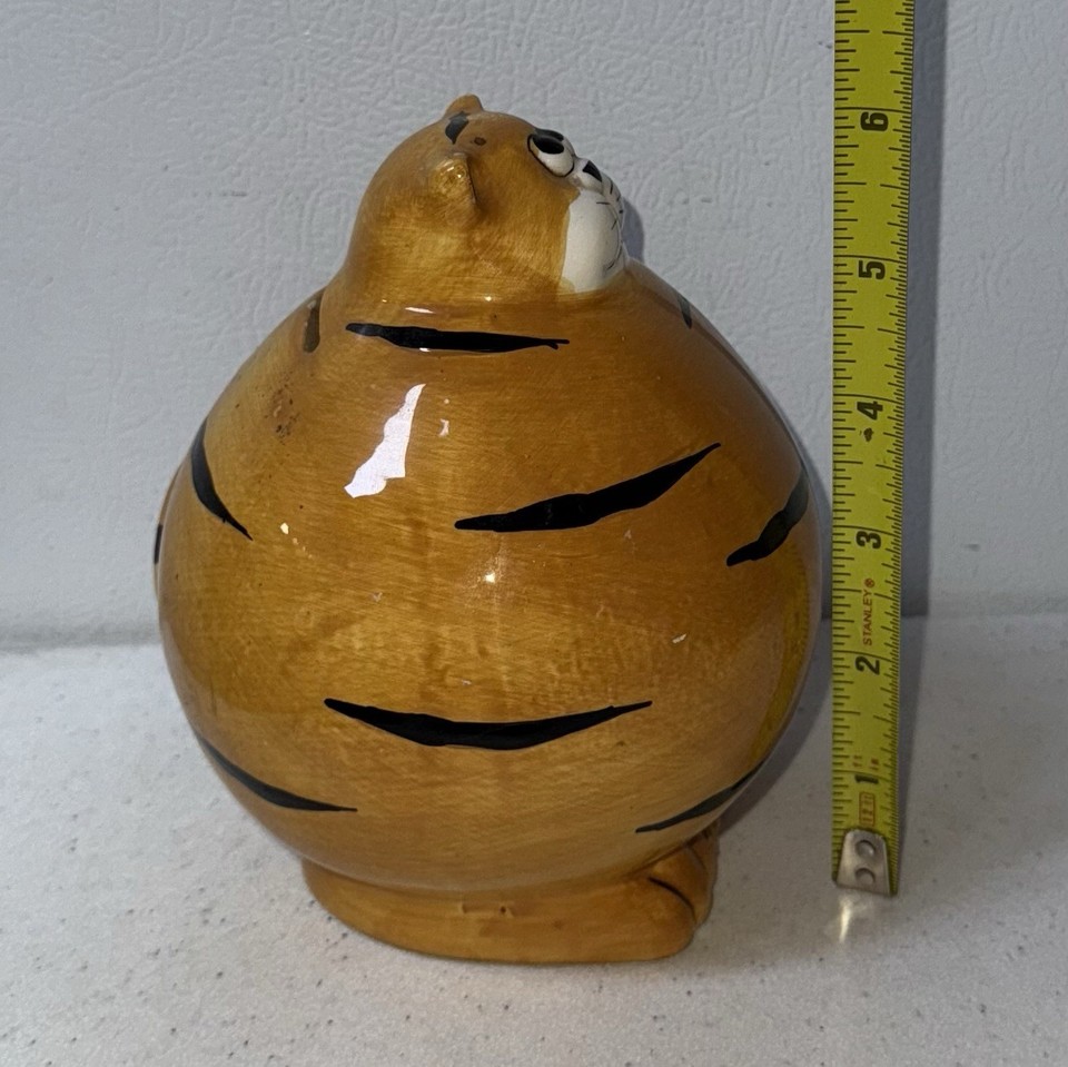 Fat Chubby Orange Cat Ceramic Piggy Bank Still Bank with Stopper | eBay