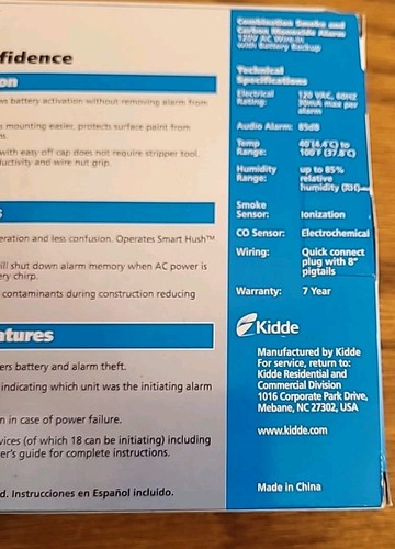 Kidde FireX KN-COSM-IB Combination Smoke & Carbon Monoxide Voice Alarm ...