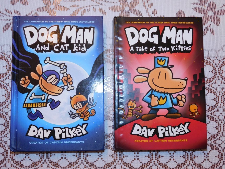 Dog Man and Cat Kid AND Dog Man A Tale of Two Kitties LOT TWO HB by Dav ...