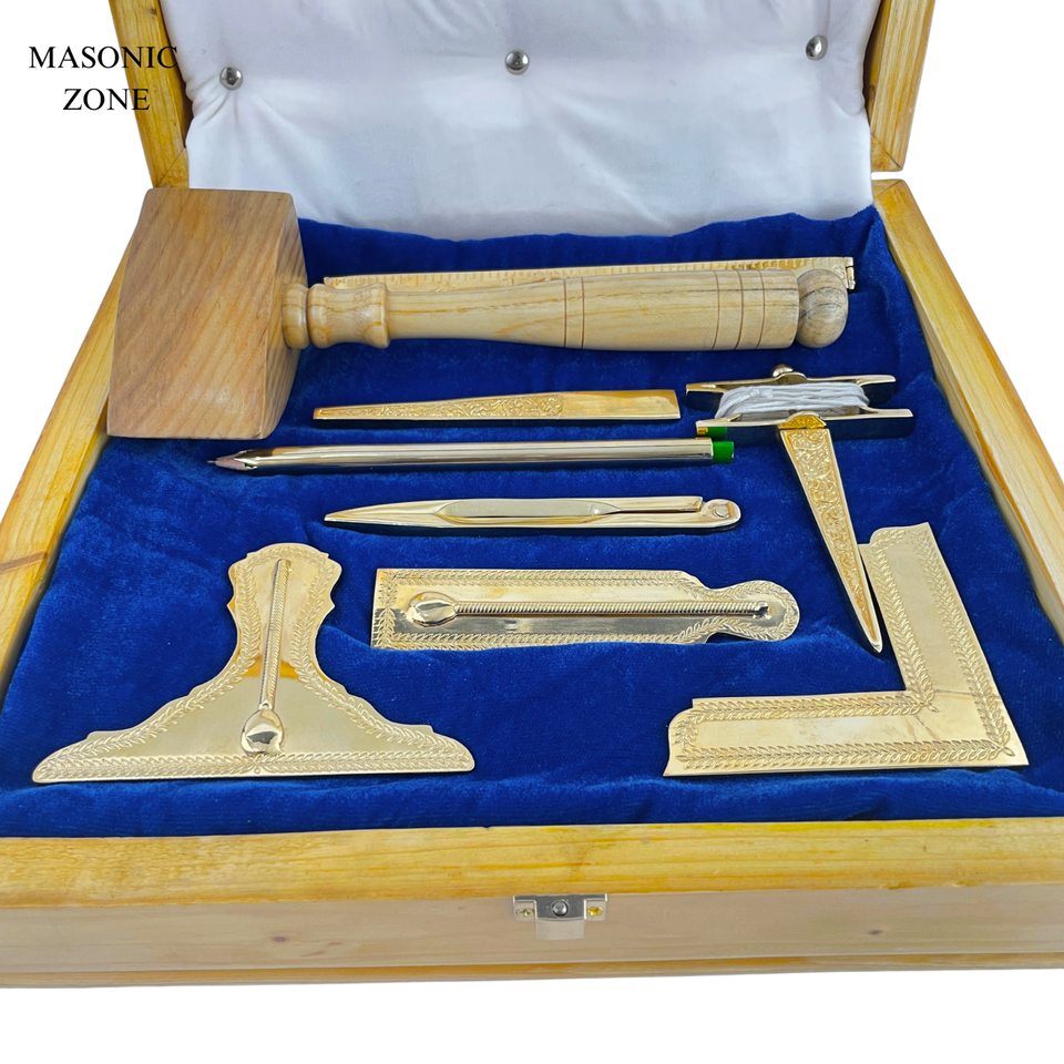 Masonic Working Tools Set Real Gold Plated Standard Full Size Natural ...