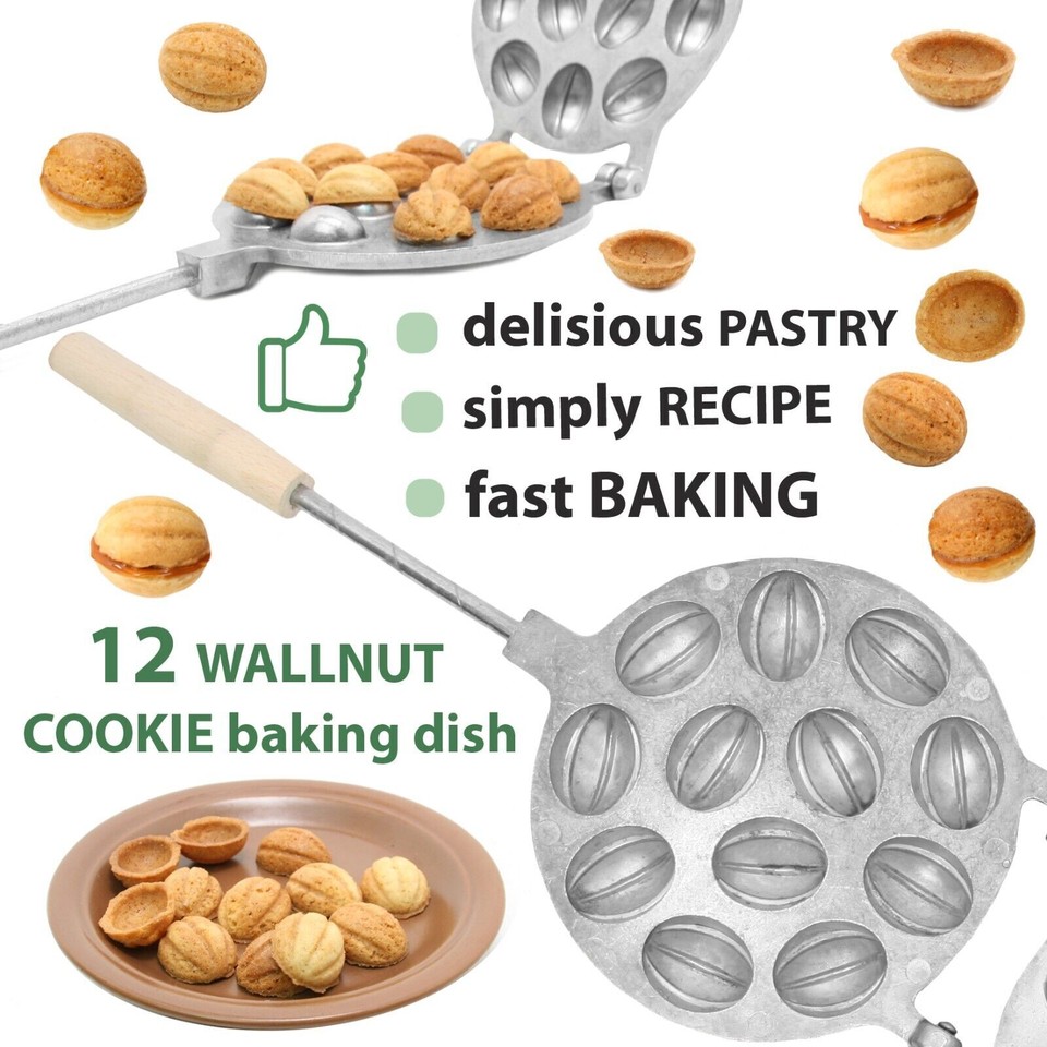 Walnut Cookie Mold Pastry Oreshki Nuts 12 Mold Skillet - USSR Maker 12 ...
