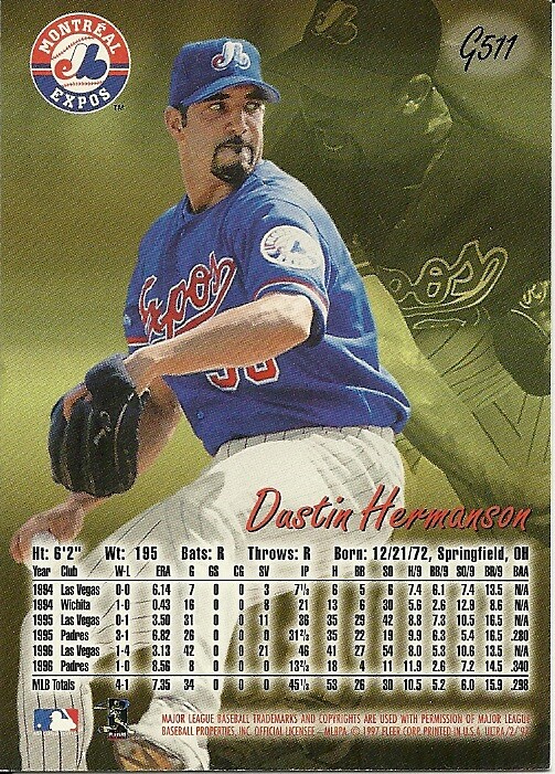 1997 Ultra Gold Dustin Hermanson 511 Expos | eBay