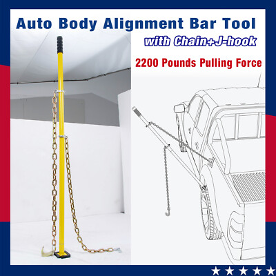 Auto Body Alignment Bar Repair Tool w/Chain for Bumper Hood Panel Deck ...