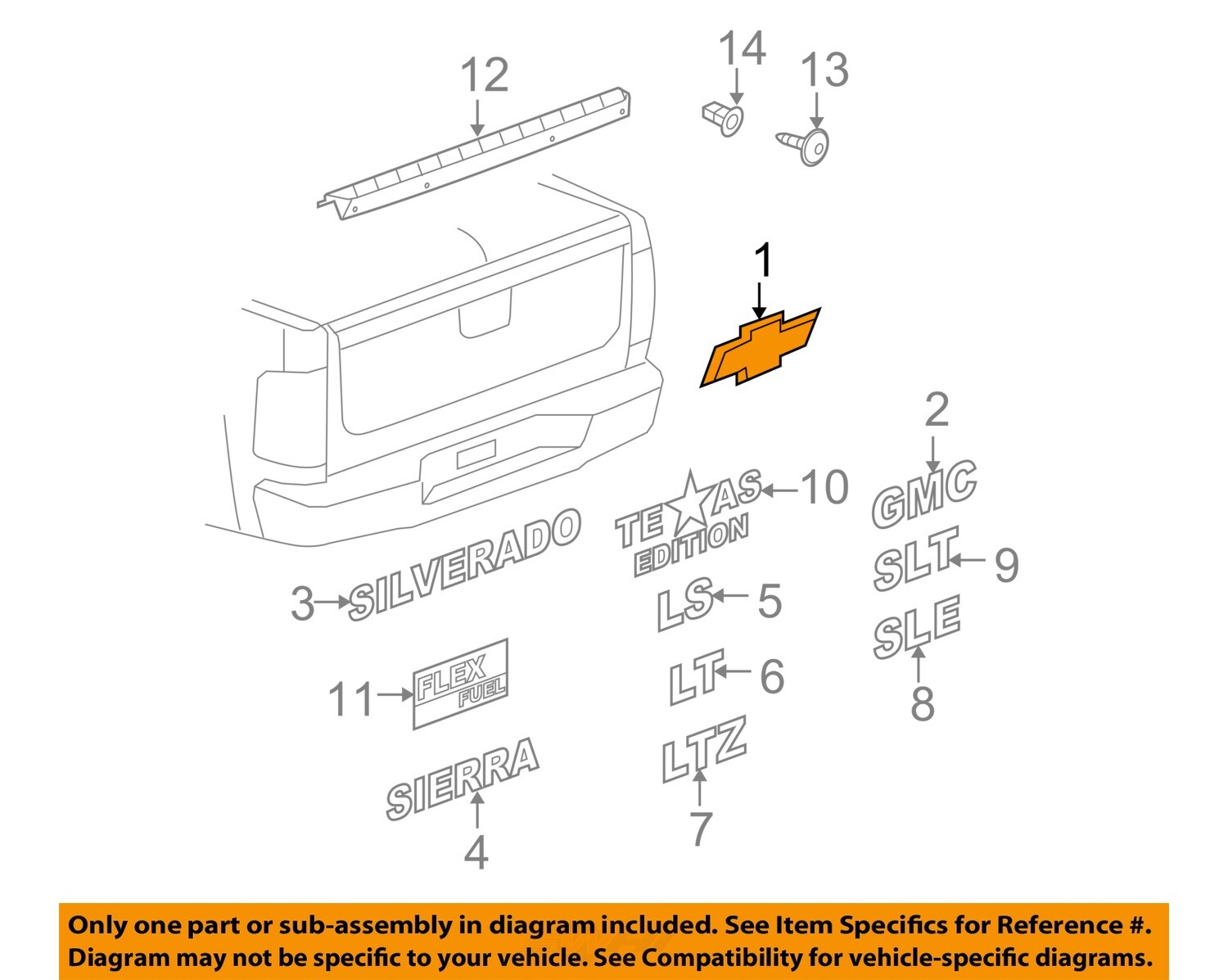 GM OEM 07-14 Avalanche Pick Up Box Exterior Trim-Emblem 22829422 | eBay