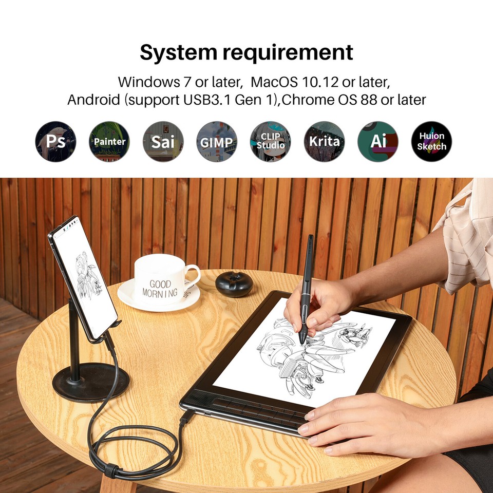 HUION KAMVAS PRO 13 2.5K Drawing Tablet QLED +Free Gift Felt Nibs*10 ...