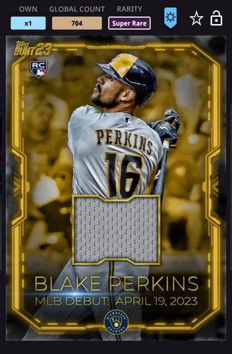 Topps BUNT DIGITAL MLB Debut 2023 BLAKE PERKINS Brewers Gold Rookie ...