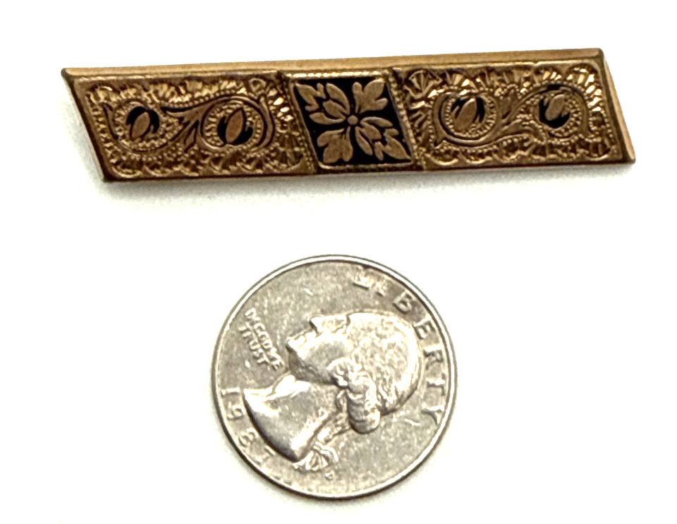 Vintage Victorian Gold Filled Taille D'epargne Bar Brooch Ornate w ...
