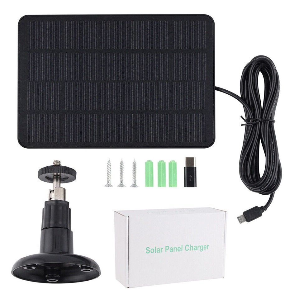 Solar Panel Micro USB C Power CCTV Camera Security Cam Battery Charger ...
