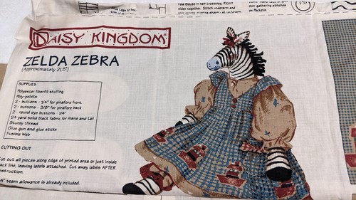 NEW Daisy Kingdom ZELDA Zebra Doll Kit Cut Sew Fabric Panel 21.5 ...
