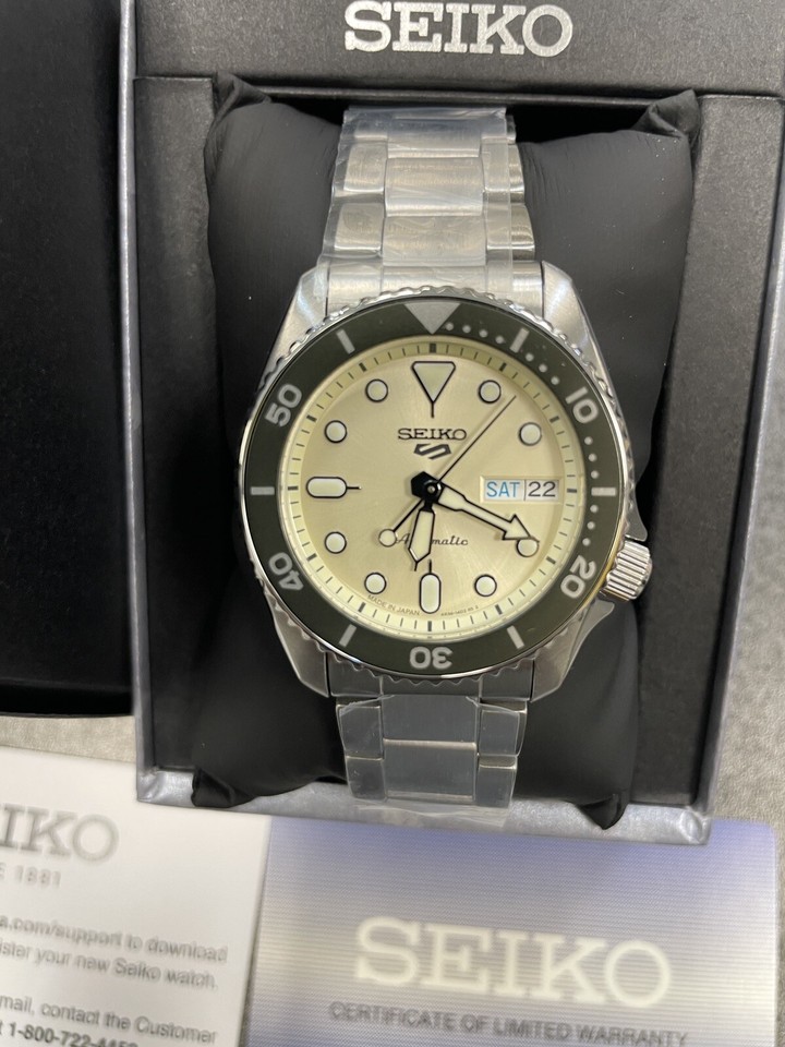 Seiko 5 Five Sports SRPK31 Automatic Mid Size Watch beige Dial Made ...