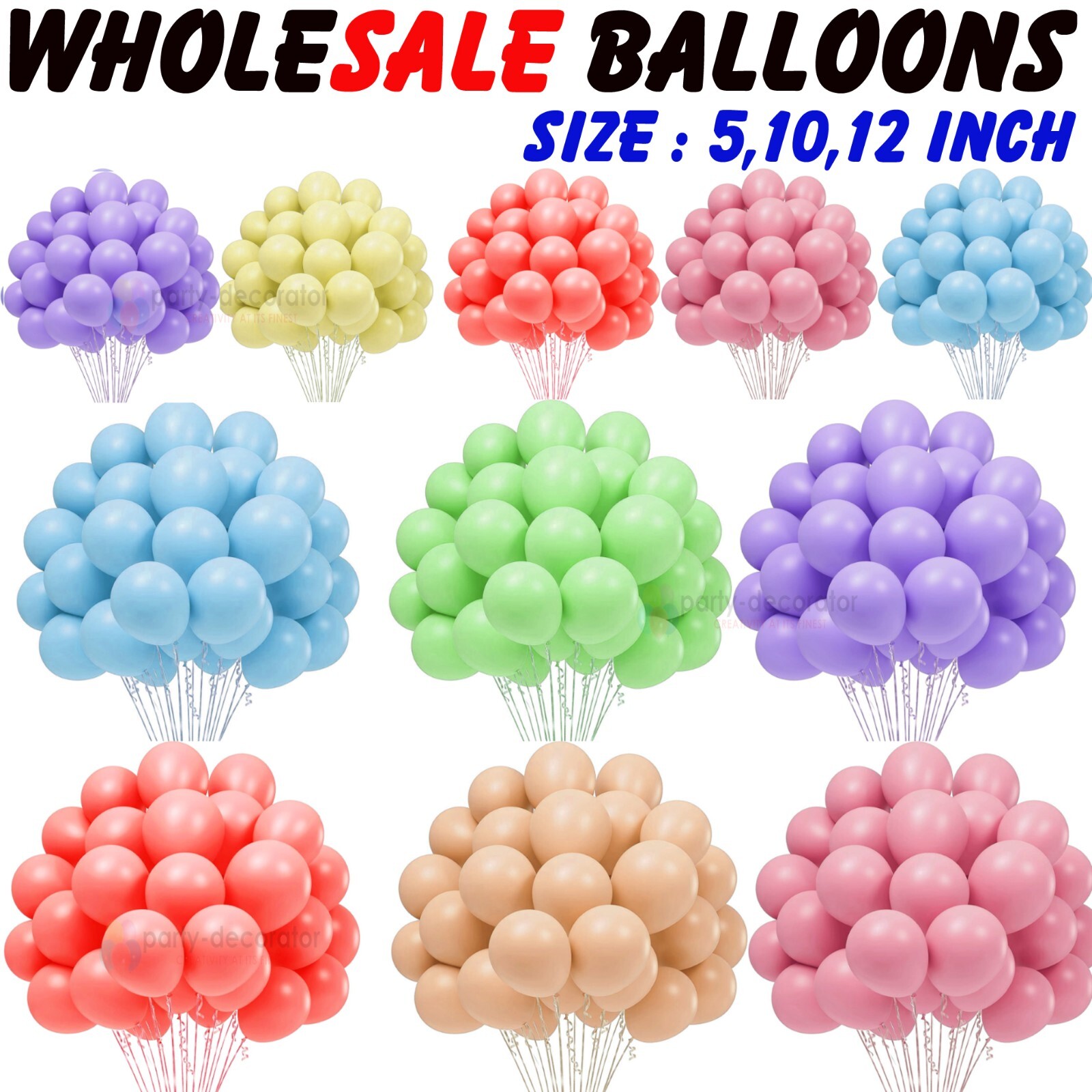100 X Latex PASTEL BALOON BALLONS helium BALLOONS Quality Party ...