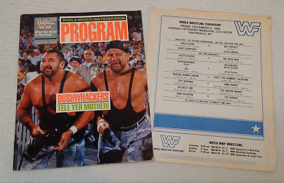 Vintage WWF Wrestling Program #175 WWE Bushwhackers Match Sheet Nassau ...