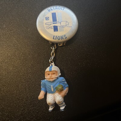 Vintage 1970's Detroit Lions Pin Back Button 1.75" w/ Charm | eBay