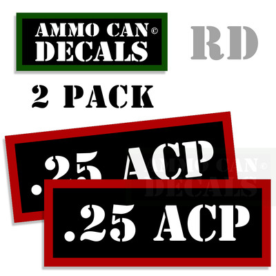 25 ACP Ammo Can Decal Ammunition Ammo Can Label Vinyl Stickers 3" wide ...