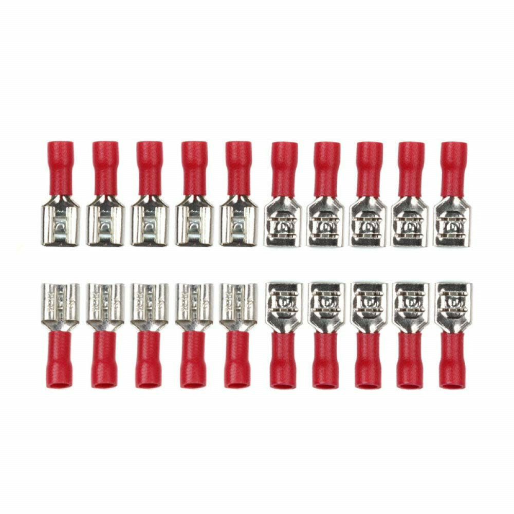 50PCS Red 16-22AWG Insulated Female Spade Wire Crimp Connectors 6.3 mm ...