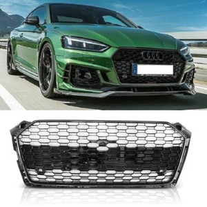 AUDI A5 S5 F5 2016-2020 RS STYLE GLOSS BLACK HONEYCOMB RADIATOR BUMPER ...