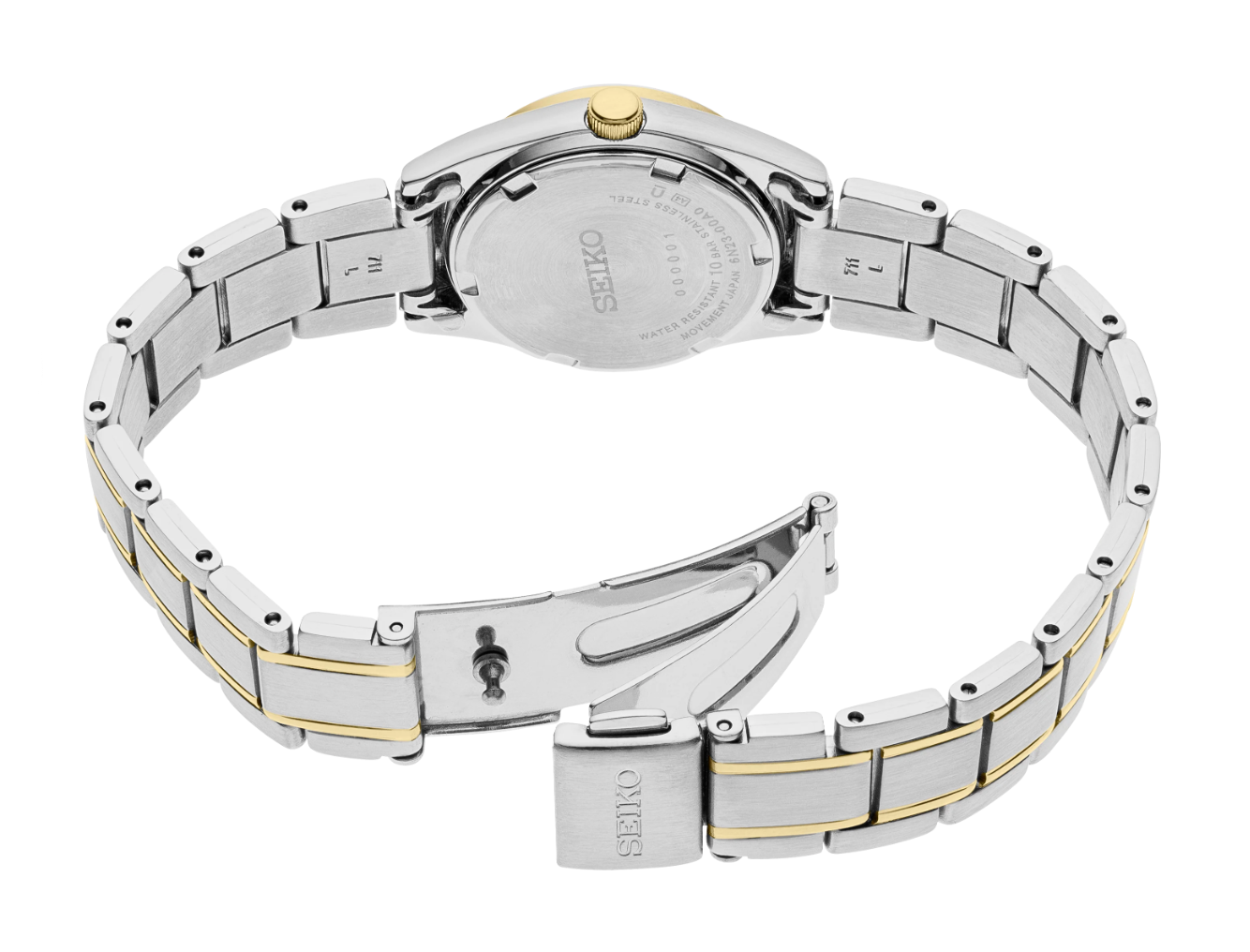 Seiko SUR436 Essentials 25.5 mm Two Tone Steel Blue Dial Quartz Women's ...