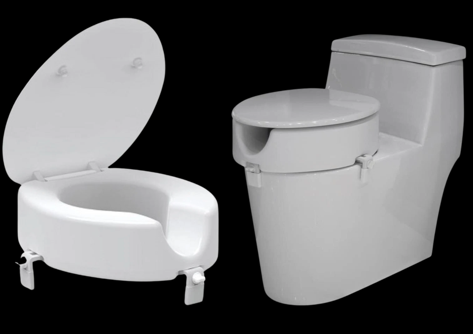 TOILET SEAT RISER 4" WITH LID RAISED ELDERLY DISABLED TOILET AID ...