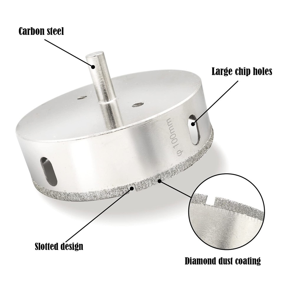 4 Inch Diamond Drill Bits Glass Hole Saw Drill Bit Set for Glass ...