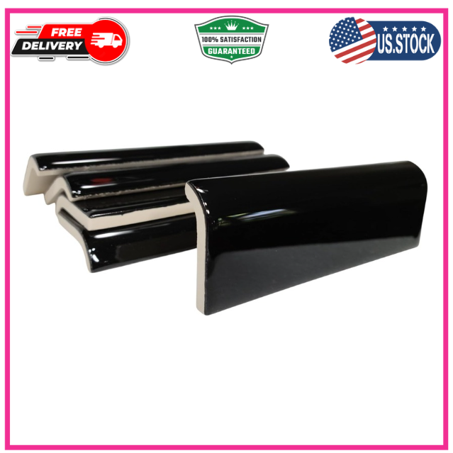 Black 2 x 6 in Ceramic Tile Bullnose Mud Cap Trim Edge 2x6 inch Mudcap ...