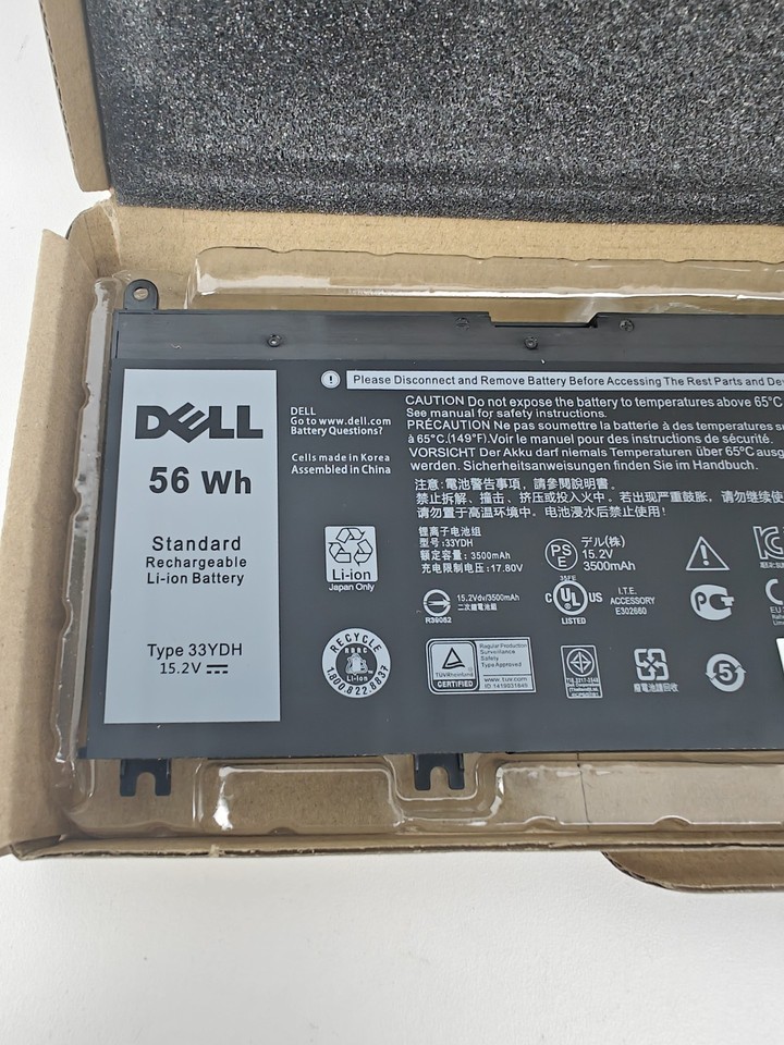 NEW DELL 33YDH Battery 15.2V 56Wh for Latitude 3380 3480 3580 3590 17 ...