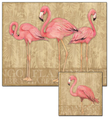 Flamingo Family Glass Cutting Board with a Pink Flamingo Trivet - Gift ...