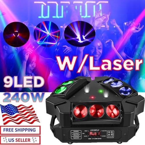 240W DJ Party Light 9LED RGB DMX Spider Beam Moving Head Stage Lighting ...