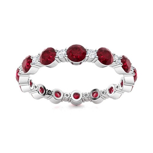 Round Ruby Gemstone 925 Silver Valentines Prong Eternity Root Chakra ...