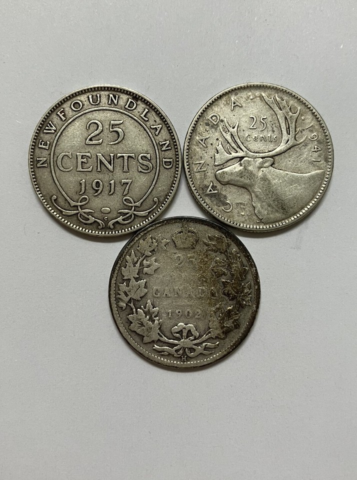 Lot of 3x Canada 25 Cents, 1902-1941 Canadian Silver Quarters | eBay