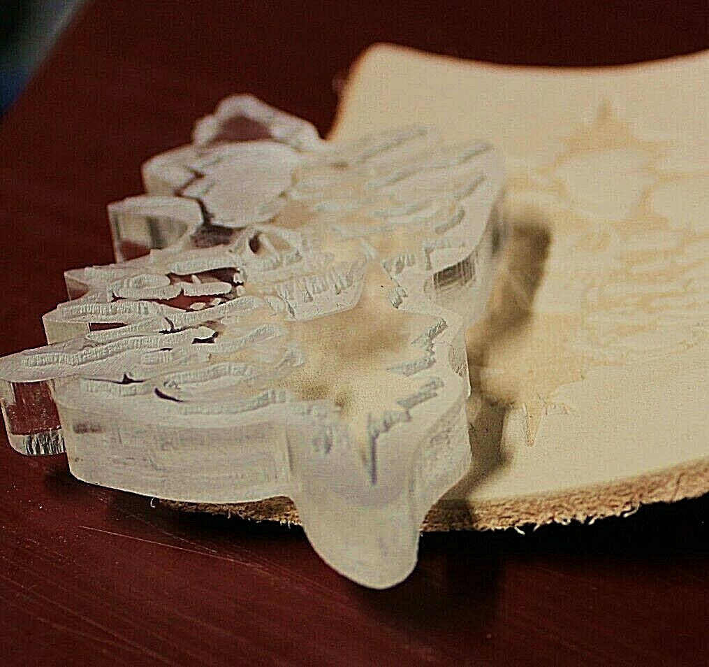 ACRYLIC Leather Embossing Stamp - PEEKING SKULL - For Veg Tanned ...