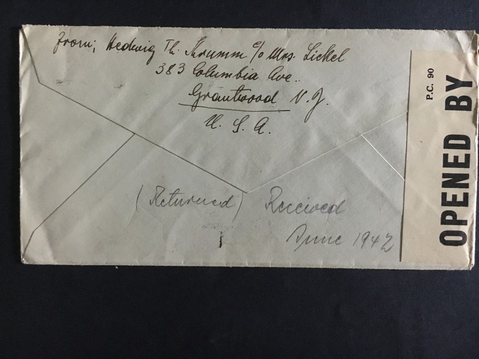1941 NYC USA Cover Censored to Germany Returned Service Suspended Due ...