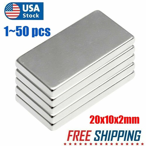 Strong Magnets 20*10*2mm N52 grade neodymium block small thin rectangle ...