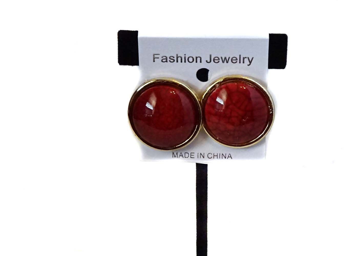 CLIP-ON EARRINGS ROUND EARRINGS ASSORTED COLOR GOLD TONE RIM 1.25 INCH ...