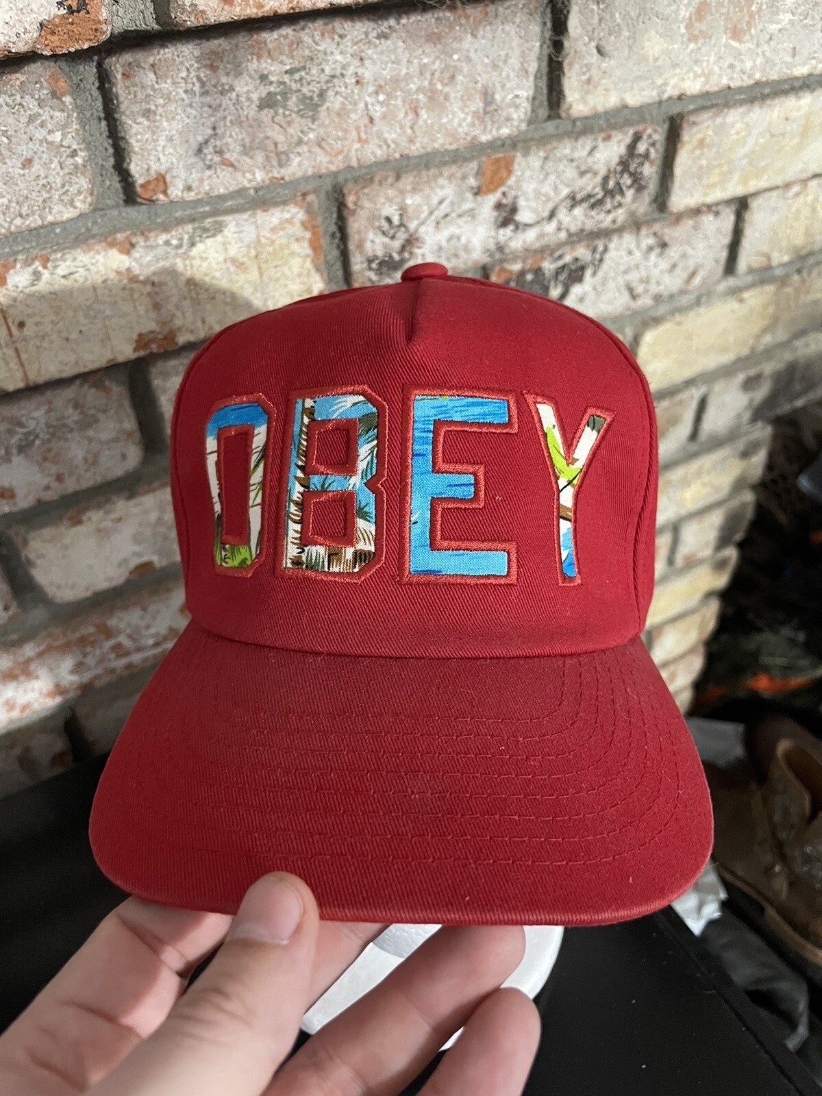 OBEY - Strapback Hat / Cap With Beach Silhouette Logo | eBay