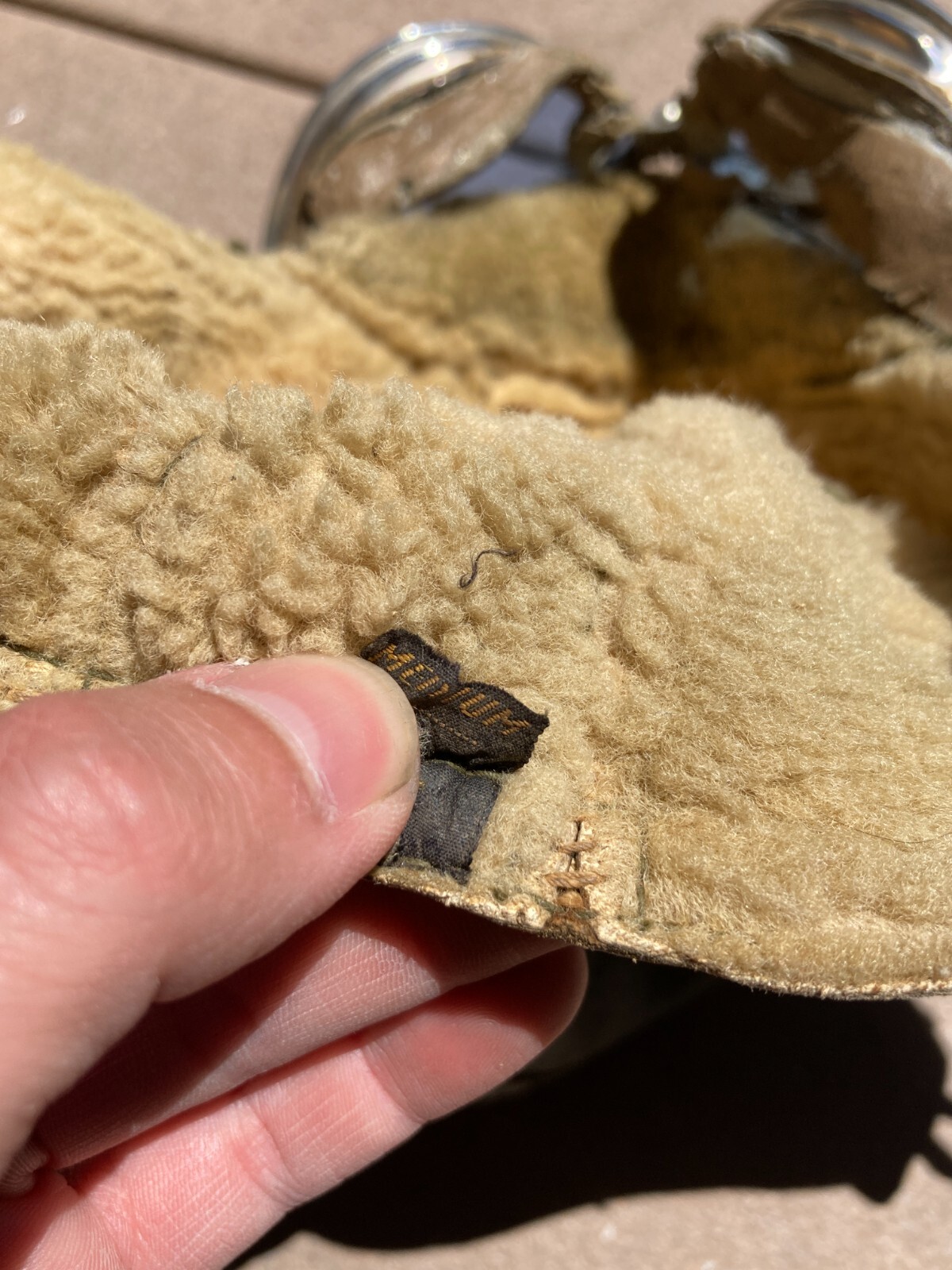 WW2 USAAC US Army Air Corps B-5 Shearling Flight Helmet Skull Cap w ...